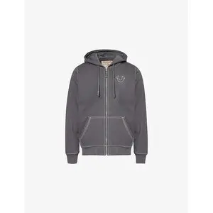 True Religion Contrast Stitching Zip-up Hoodie - Iron Gate