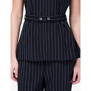RO&ZO Pinstripe Long-line Woven Top