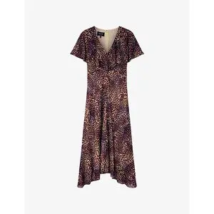 Whistles Abstract Print V-neck Midi Dress - Multi-coloured