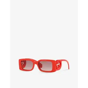 Gucci Rectangle Frame Acetate Sunglasses - Red