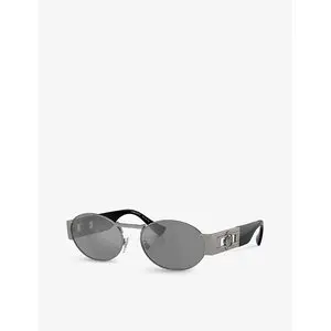 Versace Ve2264 Oval Frame Metal Sunglasses - Grey