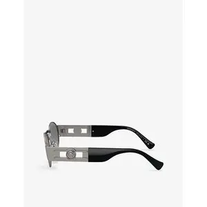 Versace Ve2264 Oval Frame Metal Sunglasses - Grey