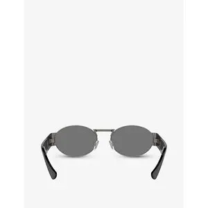 Versace Ve2264 Oval Frame Metal Sunglasses - Grey