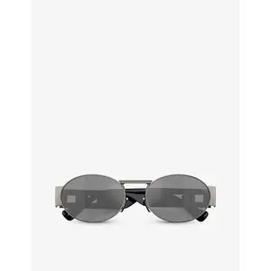 Versace Ve2264 Oval Frame Metal Sunglasses - Grey