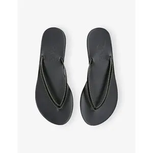 ANCIENT GREEK SANDALS Saionara Stitch Leather Flip Flops - Black