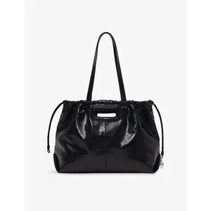 Maje Crackled Leather Tote Bag - Black