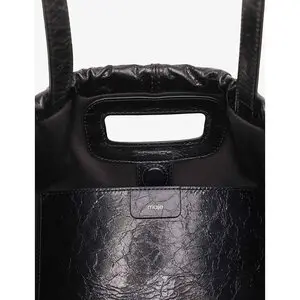 Maje Crackled Leather Tote Bag - Black