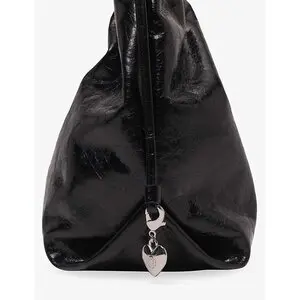 Maje Crackled Leather Tote Bag - Black