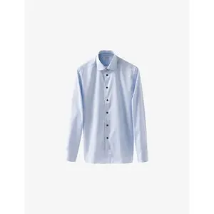 Eton Solid Signature Contemporary-fit Cotton Twill Shirt - Light Blue