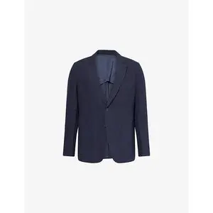 PERCIVAL Tailored Single-breasted Linen Blazer - Navy