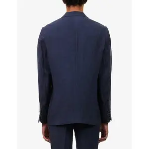 PERCIVAL Tailored Single-breasted Linen Blazer - Navy