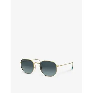 Ray-ban Hexagonal Metal And Glass Sunglasses - Gold