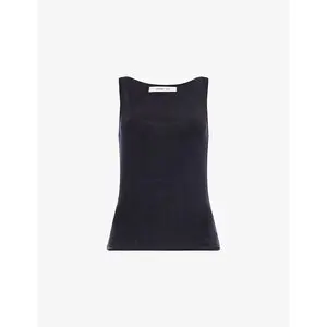 PEACHY DEN Kylie Scoop Neck Stretch Jersey Top - Graphite