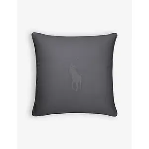 Ralph Lauren Polo Pony-logo Embroidered Cotton Square Cushion Cover 1 Size Grey