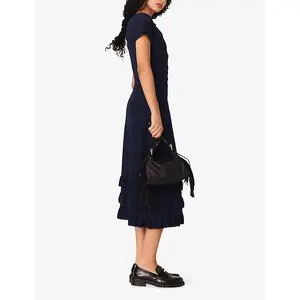 Maje Knitted Ruffled Maxi Dress