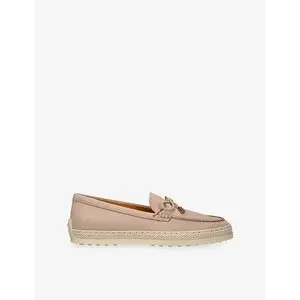 TOD'S Suede Loafers With Faux Lace Fastening - Blush