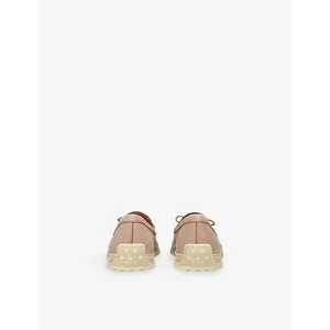 TOD'S Suede Loafers With Faux Lace Fastening - Blush