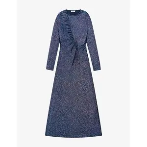 RO&ZO Kylie Sparkle Ruched-front Maxi Dress - Blue