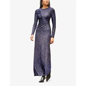 RO&ZO Kylie Sparkle Ruched-front Maxi Dress