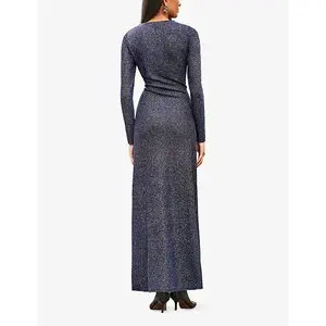 RO&ZO Kylie Sparkle Ruched-front Maxi Dress