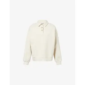 THE COUTURE CLUB Emblem-embroidered Rugby Polo Cotton Sweatshirt - Bone