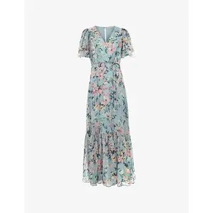 PHASE EIGHT Violet Floral-print Woven Midi Dress - Multi