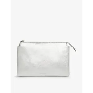 Whistles Elita Metallic Leather Clutch Bag - Silver