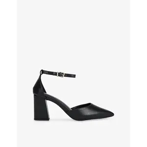 Carvela Faux-leather Pointed Toe Court Shoes With Ankle Buckle - Black