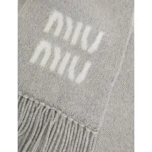 Miu Miu Logo-jacquard Fringed Mohair-blend Scarf