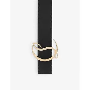 CHRISTIAN LOUBOUTIN Logo Buckle Leather Belt - Black