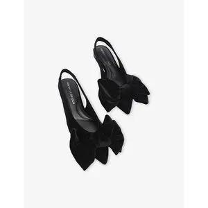 Kurt Geiger Sophia Flat Velvet Mules With Bow Detailing
