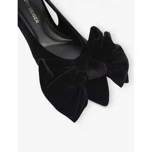Kurt Geiger Sophia Flat Velvet Mules With Bow Detailing