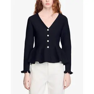 Sandro Peplum Button-down Knitted Cardigan