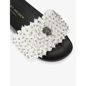 Kurt Geiger Meena Eagle Bead-embellished Rubber Sliders - Cream Comb