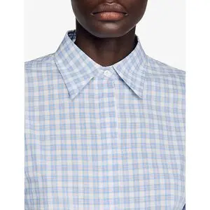 Sandro Checked Cropped Cotton Shirt - Blu / White
