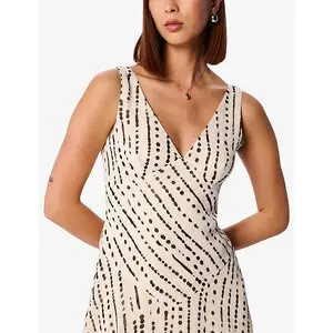 Whistles Abstract-pattern V-neck Chiffon Maxi Dress