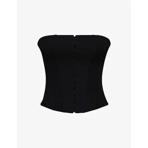 House Of Cb Strapless Stretch-jersey Corset Top - Black