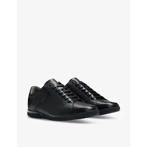 BOSS Logo-embossed Leather Low-top Trainers - Black