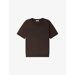Sandro Crewneck Classic-fit Knitted T-shirt - Chocolate