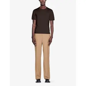 Sandro Crewneck Classic-fit Knitted T-shirt - Chocolate