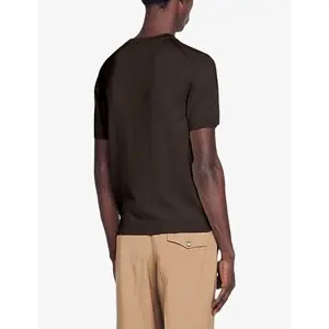 Sandro Crewneck Classic-fit Knitted T-shirt - Chocolate