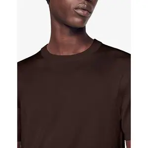 Sandro Crewneck Classic-fit Knitted T-shirt - Chocolate