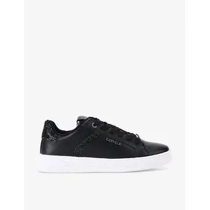 Carvela Daze Jewel-embellished Faux-leather Low-top Trainers - Black