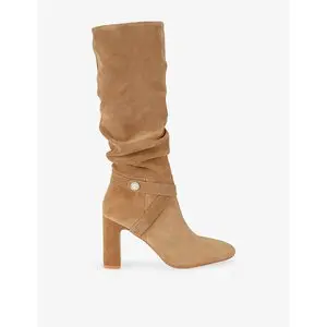 Carvela Jackpot Slouch Knee-high Suede Boots With Block Heel - Camel
