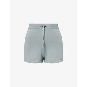 ADANOLA Logo-plaque Mid-rise Knit Shorts - Cloud Blue