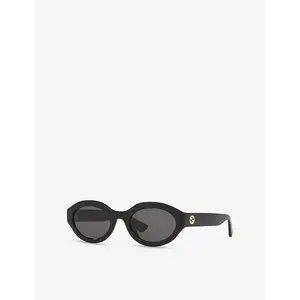 Gucci Oval-frame Injected Sunglasses - Black