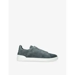 Zegna Zegna Triple Stitch Suede Low-Top Trainers Denim