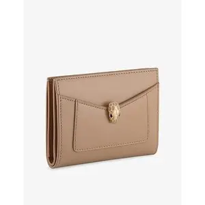 BVLGARI Serpenti Forever Folded Leather Card Holder - Beige