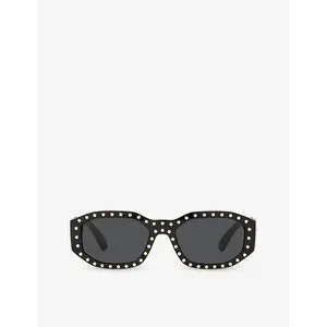 Versace Rectangle-frame Studded Sunglasses