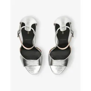 TOM FORD Spire 105 Metallic Leather Sandals - Silver